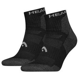 Kurzsocken Head "Head HIKING ALL CLIMATES QUARTER 2P", Herren, Gr. 35-38, schwarz, Materialmix, unifarben mit Farbeinsatz, normal, Socken, mit Logostickerei