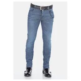 Cipo & Baxx R&ouml;hrenjeans CIPO & BAXX "Jeans", Herren, Gr. 30, L&auml;nge 32, lila (indigo), 99% Baumwolle, 1% Elasthan, unifarben, slim fit lang, Jeans, mit Elasthanzusatz, CD374