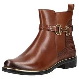 Stiefelette Caprice "Caprice Stiefelette Leder", Damen, Gr. 38,5, braun (cognac), Leder, Schuhe Stiefelette