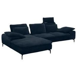 Ecksofa W.Schillig "valentinoo, Designsofa, bequem, elegant und zeitlos, L-Form", blau (blau z73), B:299cm H:83cm T:178cm, Longlife Xtra-Leder Z73: Naturwalkleder der Luxusklasse aus den erlesensten Rohh&auml;uten. Hautst&auml;rke 1, 1 &ndash; 1, 3 mm, Sofas, Ecksofa, inklusive Hocker, mit Sitztiefenverstellung, Breite 299 cm