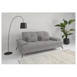 Sit & More 3-Sitzer SIT & MORE "Amica, inkl. Sitztiefenverstellung und Armteilverstellung", grau (hellgrau), B:212cm H:90cm T:122cm, 100% Polyester, Sofas, wahlweise mit Kopfteilverstellung und Bettfunktion