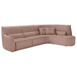 Ecksofa Egoitaliano "Puffy, extravagant & edel, Retro Designsofa, hoher Sitzkomfort, L-Form", rosa (millenium rose), B:330cm H:88cm T:205cm, Leder &raquo;BULL&laquo; (echtes Rindsleder). Geschliffenes, pigmentiertes und behandeltes Rindsleder mit einer Dicke von 1, 3-1, 5 mm. Dieses Leder zeigt eine ziemlich weiche Hand mit einem halb undurchsichtigen Aussehen. Es handelt sich um ein gesch&uuml;tztes Leder. Eine l