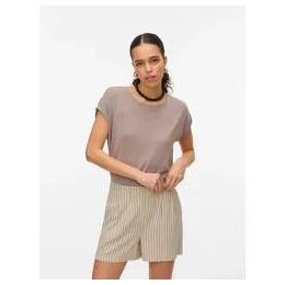 V&eacute;ro Moda Rundhalsshirt VERO MODA "VMAVA PLAIN SS TOP GAJRS NOOS", Damen, Gr. XL, grau (moon rock), Jersey, Obermaterial: 95% Lyocell, 5% Elasthan, unifarben, regular fit normal, Rundhals, Shirts Rundhalsshirt, Materialmix, regular fit