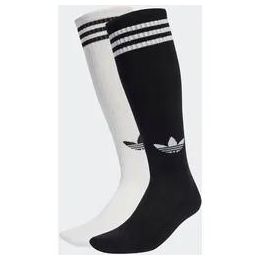 Sportsocken Adidas ORIGINALS "3-STREIFEN KNIESTR&Uuml;MPFE, 2 PAAR", Herren, Gr. L (43/45), schwarz-wei&szlig; (wei&szlig;, schwarz), Obermaterial: 56% Baumwolle, 40% Polyester, 3% Elasthan, 1% sonstige Fasern, Socken Sportsocken, f&uuml;r sportive Aktivit&auml;ten und Laufen, vom Fu&szlig;ball inspirierte Details