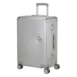 Hartschalen-Trolley American Tourister "SOUNDBOX ALU, verschiedene Gr&ouml;&szlig;en und Farben", Gr. B/H/T: 47cm x 68cm x 29cm 73 l, silber, Aluminium, Koffer, Hartschalen-Koffer zwei TSA-Schl&ouml;sser Aluminium-Koffer