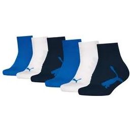 Kurzsocken Puma "Puma KIDS BWT QUARTER 6P ECOM", M&auml;dchen, Gr. 39-42, wei&szlig; (navy, wei&szlig;, strong blau), Baumwollmischung, normal, Socken, mit lebhaftem Farbdesign