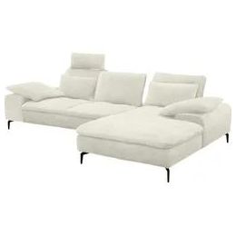 Ecksofa W.Schillig "valentinoo, Designsofa, bequem, elegant und zeitlos, L-Form", wei&szlig; (cream wei&szlig; z73), B:299cm H:83cm T:178cm, Longlife Xtra-Leder Z73: Naturwalkleder der Luxusklasse aus den erlesensten Rohh&auml;uten. Hautst&auml;rke 1, 1 &ndash; 1, 3 mm, Sofas, Ecksofa, inklusive Hocker, mit Sitztiefenverstellung, Breite 299 cm