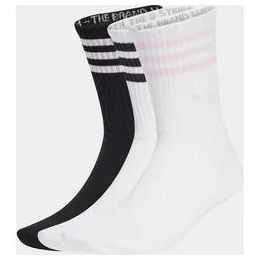 Sportsocken Adidas ORIGINALS "3-STREIFEN CREW 3ER-PACK", Herren, Gr. L (43/45), wei&szlig; (wei&szlig;, schwarz, clear pink), Obermaterial: 49% Baumwolle, 48% Polyester, 2% Elasthan, 1% sonstige Fasern, Socken Sportsocken, f&uuml;r Laufen, kn&ouml;chellang, mit 3-Streifen und Trefoil Logo