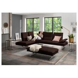 Ecksofa W.Schillig "broadway, Designsofa, mit tollem Sitzkomfort, L-Form", braun (mocca z69), B:284cm H:94cm T:224cm, Longlife Xtra-Leder Z69: Das feinnarbige, gedeckte Softleder Z69 besticht durch seine au&szlig;ergew&ouml;hnliche Weichheit im trendigen &raquo;Vintage-Look&laquo;, Hautst&auml;rke 0, 9 - 1, 1 mm, Sofas, Ecksofa, Sitztiefenverstellung, Kopfteil- & Seitenteilverstellung, Breite 284cm