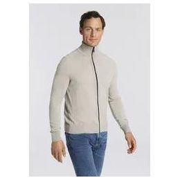 Strickjacke BOSS ORANGE "Avac", Herren, Gr. XXL, beige (light beige271), Strick, Obermaterial: 60% Schurwolle, 40% Polyacryl, regular fit h&uuml;ftlang, B&uuml;ndchen, Strickjacken Strickjacke, mit Logostickerei auf der Brust