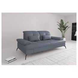 Sit & More 3-Sitzer SIT & MORE "Amica, inkl. Sitztiefenverstellung und Armteilverstellung", blau (graublau), B:212cm H:90cm T:122cm, Sofas, wahlweise mit Kopfteilverstellung und Bettfunktion