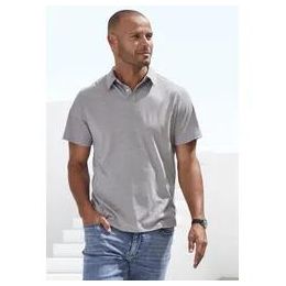 Poloshirt John Devin "mit Slub-Garn Struktur", Herren, Gr. L (52/54), grau, Jersey, Obermaterial: 100% Baumwolle, meliert, bequem normal, Rundhals, abgesteppte Kante, Shirts, aus leichter, strukturierter Baumwollqualit&auml;t