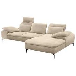 Ecksofa W.Schillig "valentinoo, Designsofa, bequem, elegant und zeitlos, L-Form", beige (stone z73), B:299cm H:83cm T:178cm, Longlife Xtra-Leder Z73: Naturwalkleder der Luxusklasse aus den erlesensten Rohh&auml;uten. Hautst&auml;rke 1, 1 &ndash; 1, 3 mm, Sofas, Ecksofa, inklusive Hocker, mit Sitztiefenverstellung, Breite 299 cm