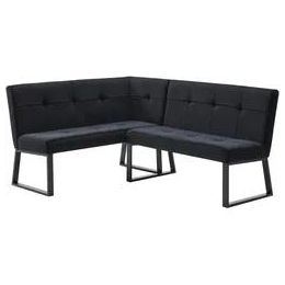 Eckbank OTTO HOME "Geranie, Sitz -und R&uuml;cken gepolstert, Knopfheftung", schwarz, B:184cm T:61,5cm, 100% Polyester, Sitzb&auml;nke, Eckbank, zwei Bezugsstoffe, zwei Stofffarben, pulverbeschichtetes Metallgestell