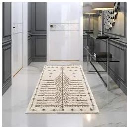Teppich Carpet City "April 2308", beige (creme), B:80cm H:10mm L:150cm, Polyester, Teppiche, Teppich, L&auml;ufer, weich durch Microfaser, Boho Ethno Look, Wohnzimmer