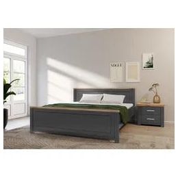 Bett "York Schlafen", grau (grau anthrazit, grau anthrazit, grau anthrazit), B:187,7cm H:93,2cm L:209cm, SET ONE BY Musterring, Betten, Bett, Doppelbett 180 x 200 cm, wei&szlig;/Eiche Nelson oder grau/Artisan-Eiche