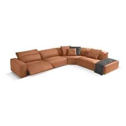 Ecksofa Egoitaliano "Beverly, extravangantes Designsofa mit erstklassigem Sitzkomfort", braun (ziegelbraun), B:378cm H:95cm T:282cm, Leder CAREZZA (echtes Rindsleder) ist ein Naturleder, dass die urspr&uuml;nglichen Eigenschaften der Haut nicht ver&auml;ndert. Das Vorhandensein von verheilten Narben, K&ouml;rnungsunterschiede, Falten, Adern, Unterschiede in den Farbt&ouml;nen und andere Spuren, die die Natur auf dies