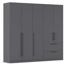 Kleiderschrank Rauch "Dreht&uuml;renschrank Schrank Garderobe W&auml;scheschrank Schlafzimmer AVOLA", grau (graumetallic), B:226cm H:197cm T:54cm, Holzwerkstoff, Schr&auml;nke, Kleiderschrank, mit hochwertigen Stangengriffen aus Metall in Schwarz MADE IN GERMANY