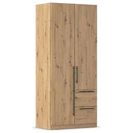 Kleiderschrank Rauch "Dreht&uuml;renschrank Schrank Garderobe W&auml;scheschrank Schlafzimmer AVOLA", braun (eiche artisan), B:91cm H:229cm T:54cm, Holzwerkstoff, Schr&auml;nke, Kleiderschrank, mit hochwertigen Stangengriffen aus Metall in Schwarz MADE IN GERMANY