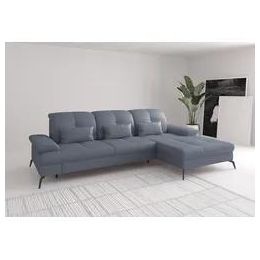 Sit & More Ecksofa SIT & MORE "Amica, L-Form, inkl. Sitztiefenverstellung & Armteilverstellung", blau (graublau), B:279cm H:90cm T:185cm, Sofas, Ecksofa, wahlweise mit Bettfunktion, Bettkasten und Kopfteilverstellung