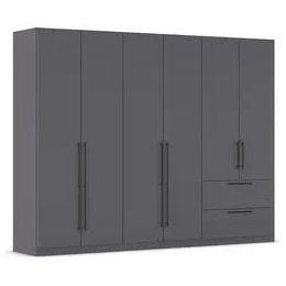 Kleiderschrank Rauch "Dreht&uuml;renschrank Schrank Garderobe W&auml;scheschrank Schlafzimmer AVOLA", grau (graumetallic), B:271cm H:229cm T:54cm, Holzwerkstoff, Schr&auml;nke, Kleiderschrank, mit hochwertigen Stangengriffen aus Metall in Schwarz MADE IN GERMANY