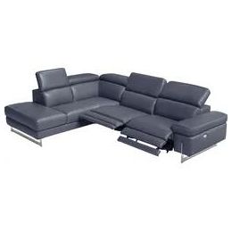Ecksofa Egoitaliano "Candice, elegant, edel und bequem, erstklassiger Sitzkomfort, L-Form", grau (smoke), B:278cm H:100cm T:221cm, Leder &raquo;BULL&laquo; (echtes Rindsleder). Geschliffenes, pigmentiertes und behandeltes Rindsleder mit einer Dicke von 1, 3-1, 5 mm. Dieses Leder zeigt eine ziemlich weiche Hand mit einem halb undurchsichtigen Aussehen. Es handelt sich um ein gesch&uuml;tztes Leder. Eine leichte Dec