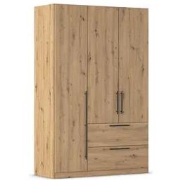 Kleiderschrank Rauch "Dreht&uuml;renschrank Schrank Garderobe W&auml;scheschrank Schlafzimmer AVOLA", braun (eiche artisan), B:136cm H:197cm T:54cm, Holzwerkstoff, Schr&auml;nke, Kleiderschrank, mit hochwertigen Stangengriffen aus Metall in Schwarz MADE IN GERMANY