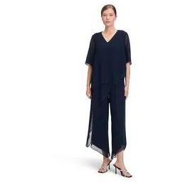 Overall Vera Mont "Damen mit Stufen", Damen, Gr. 42, Normalgr&ouml;&szlig;en, blau (night sky), Chiffon, Obermaterial: 100% Polyester; Futter: 100% Polyester, loose fit, V-Ausschnitt, Overalls Overall