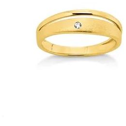 Fingerring OROLINO "Gold 585 glanz/matt mit Brillant 0,02ct." Gr. 58, gelb, Fingerringe, Damen, 058 (18,5), 0,02 SI = kleine Einschl&uuml;sse, Gold, Fingerring