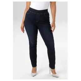 Jeansleggings ANISTON PLUS, Damen, Gr. 54, N-Gr, blau, Denim/Jeans, Obermaterial: 74% Baumwolle, 24% Polyester, 2% Elasthan, unifarben, lang, Jeans, mit elastischem Bund