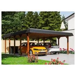 Skan Holz Doppelcarport SKANHOLZ "Spreewald", braun, B/H/T: 215cm x, Carports