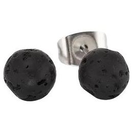 Paar Ohrstecker Bruno Banani "Schmuck Geschenk Edelstahlorstecker mit Lavakugel" Gr. 6, schwarz (edelstahlfarben, schwarz, schwarz), Ohrringe, Herren, 6, Edelstahl, mit Lavastein