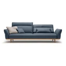 4-Sitzer "CR.460 Designsofa mit erstklassigem Sitzkomfort", blau (blaugrau 534, 73), B:248cm H:103cm T:100cm, NaturLEDER OSKAR (echtes Rindsleder), CREATION BY ROLF BENZ, Sofas, Sockel in Eiche, F&uuml;&szlig;e Eiche natur, Breite 248 cm
