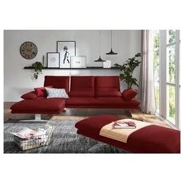 Ecksofa W.Schillig "broadway, Designsofa mit tollem Sitzkomfort, L-Form", rot (ruby rot z59), B:291cm H:94cm T:164cm, Longlife Xtra-Leder Z59: Glattleder mit modischer Pr&auml;gung. Hautst&auml;rke 0, 9 - 1, 1 mm, Sofas, Ecksofa, Sitztiefenverstellung, Kopfteil- & Seitenteilverstellung, Breite 291cm