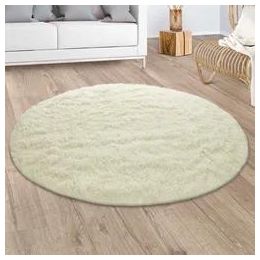 Hochflor-Teppich Paco Home "Silky 591", gelb (vanille), H:37mm &Oslash;:80cm, Polyester, Teppiche, Uni Farben, besonders weich und kuschelig
