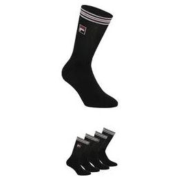 Sportsocken Fila "UNISEX TOP QUALITY FULL TERRY VINTAGE SOCKS", Herren, Gr. 39-42, schwarz, Baumwollmischung, unifarben, normal, Socken Sportsocken, sportliches Design mit Logodetail