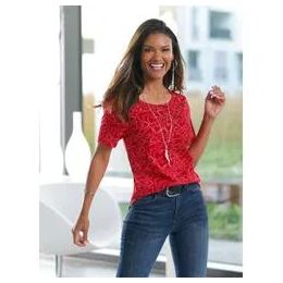 T-Shirt Classic Basics "Druck-Shirt", Damen, Gr. 48, rot (erdbeere, bedruckt), 100% Baumwolle, bedruckt, gemustert, mehrfarbig, Rundhals, Shirts T-Shirt, Topseller