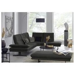 Ecksofa W.Schillig "broadway, Designsofa, toller Sitzkomfort, zeitlos, elegant, L-Form", grau (graphit z59), B:284cm H:94cm T:224cm, Longlife Xtra-Leder Z59: Glattleder mit modischer Pr&auml;gung. Hautst&auml;rke 0, 9 - 1, 1 mm, Sofas, Ecksofa, Sitztiefenverstellung, Kopfteil- & Seitenteilverstellung, Breite 284cm