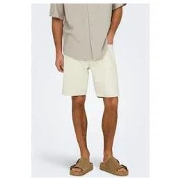 Only & Sons Shorts ONLY & SONS "ONSEDGE ECRU 2044 PIM DNM SHORTS", Herren, Gr. M, N-Gr, beige (ecru), Web, Obermaterial: 100% Baumwolle, unifarben, straight fit knielang, Hosen Shorts