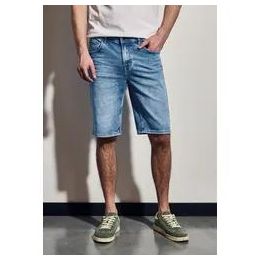 Shorts Street One MEN, Herren, Gr. 32, blau (light blau wash), Web, 91% Baumwolle, 7% Polyester, 2% Elasthan, unifarben, gerade kurz, Hosen Shorts, 5-Pocket-Style