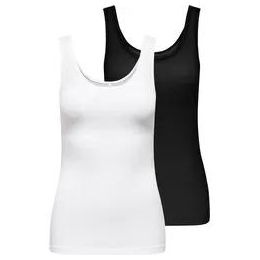 Tanktop Only "ONLLIVE LOVE S/L TANK TOP 2-PACK CS JRS", Damen, Gr. XS, schwarz pack:wei&szlig;, Jersey, Obermaterial: 95% Baumwolle, 5% Elasthan, unifarben, slim fit, Rundhals, Tops Tanktop