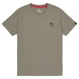 T-Shirt Alpha Industries "Camo Logo Puff Print Backprint T-Shirt", Herren, Gr. M, gr&uuml;n (olive), Obermaterial: 100% Baumwolle, Shirts T-Shirt