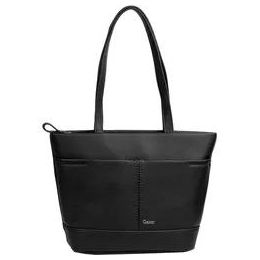 Shopper Gabor "Lenea", Damen, Gr. B/H/T: 36cm x 24,5cm x 11cm, schwarz, Polyurethan, clean, gepflegt, unifarben, Taschen Shopper, aus recyceltem Polyurethan mit dekorativen Ziern&auml;hten