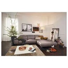 Wohnlandschaft Musterring "MR 2490 Ecksofa mit erstklassigem Sitzkomfort, Long-Life-Leder", grau (light grau, s), B:342cm T:207cm, Sofas, Wohnlandschaft, Fu&szlig; Schwarz, Sitzh&ouml;he 46cm, wahlweise mit Funktionen, Ma&szlig;e 342x207 cm