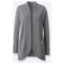 Strickjacke CREATION L PREMIUM, Damen, Gr. 46, grau (schwarz, anthrazit, meliert), 70% Viskose, 30% Schurwolle, meliert, Strickjacken Strickjacke