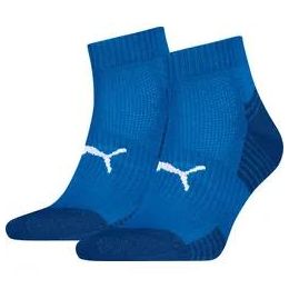 Kurzsocken Puma "Puma UNISEX SPORT CUSHIONED QUARTER 2P", Herren, Gr. 43-46, blau (olympian blau), Materialmix, normal, Socken, Rippenb&uuml;ndchen, optimierte D&auml;mpfung f&uuml;r zus&auml;tzlichen Komfort