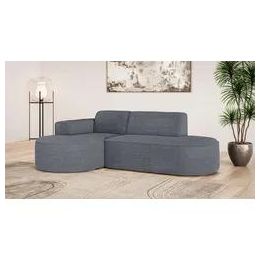 Ecksofa OTTO HOME "ADELLA Design-Sofa mit Recamiere rechts/links, 248/159/76 cm", grau, B:248cm H:76cm T:159cm, 100% Polyester, Sofas, Ecksofa, L-Form mit Wellenunterfederung, runde Form, auch in Cord