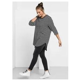 Jeansleggings sheego, Damen, Gr. 26, Kurzgr&ouml;&szlig;en, schwarz (schwarz denim), 37% Viskose, 34% Baumwolle, 27% Polyester, 2% Elasthan, unifarben, lang, Jeans