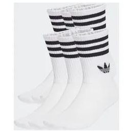 Sportsocken Adidas ORIGINALS "3-STREIFEN CREW, 6 PAAR", Herren, Gr. XL (46/48), wei&szlig;, Obermaterial: 100% Polyamid, Socken Sportsocken, f&uuml;r Erwachsene, geripptes Material am Bein