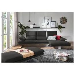 Ecksofa W.Schillig "broadway, Designsofa mit tollem Sitzkomfort, L-Form", grau (anthrazit z69), B:291cm H:94cm T:164cm, Longlife Xtra-Leder Z69: Das feinnarbige, gedeckte Softleder Z69 besticht durch seine au&szlig;ergew&ouml;hnliche Weichheit im trendigen &raquo;Vintage-Look&laquo;, Hautst&auml;rke 0, 9 - 1, 1 mm, Sofas, Ecksofa, Sitztiefenverstellung, Kopfteil- & Seitenteilverstellung, Breite 291cm